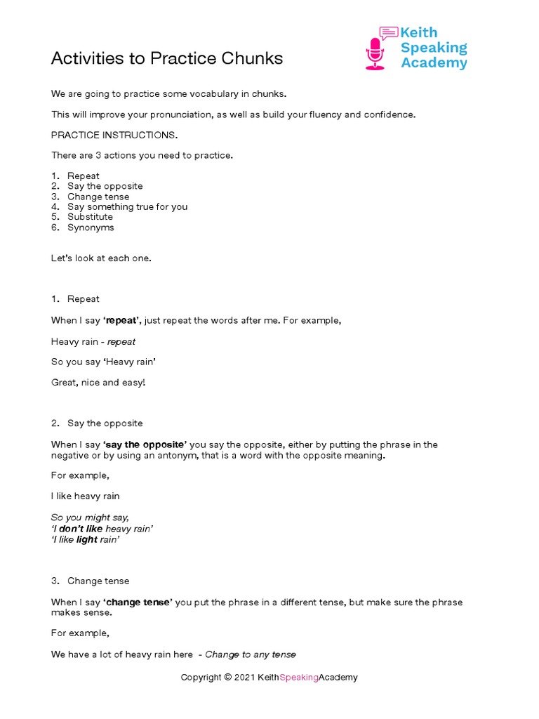 Activities To Practice Chunks | PDF