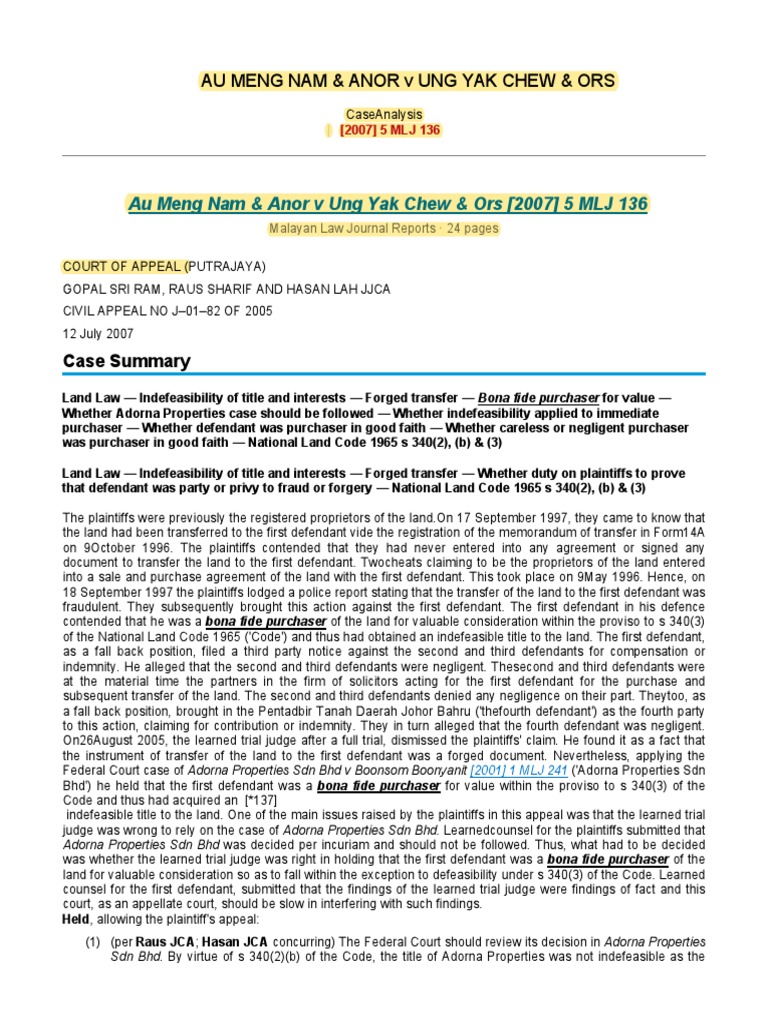 1 Au Meng Nam | PDF | Precedent | Common Law