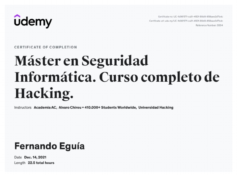Master en Seguridad Informática - Udemy | PDF