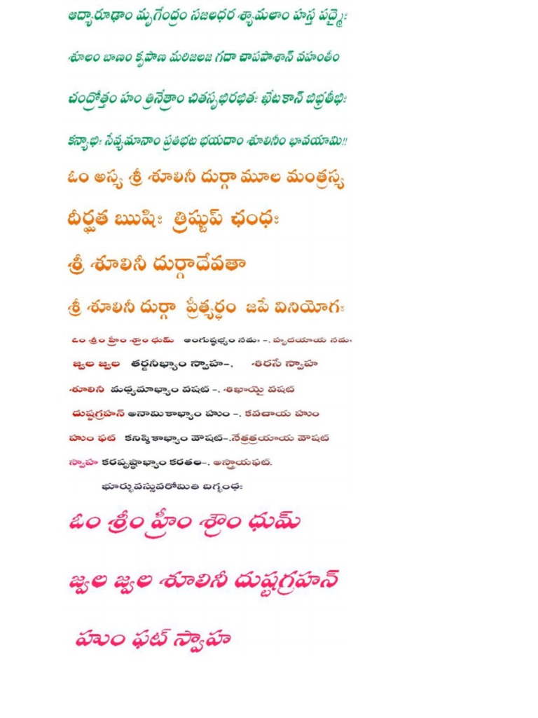 Shoolini Durga Moola Mantram | PDF