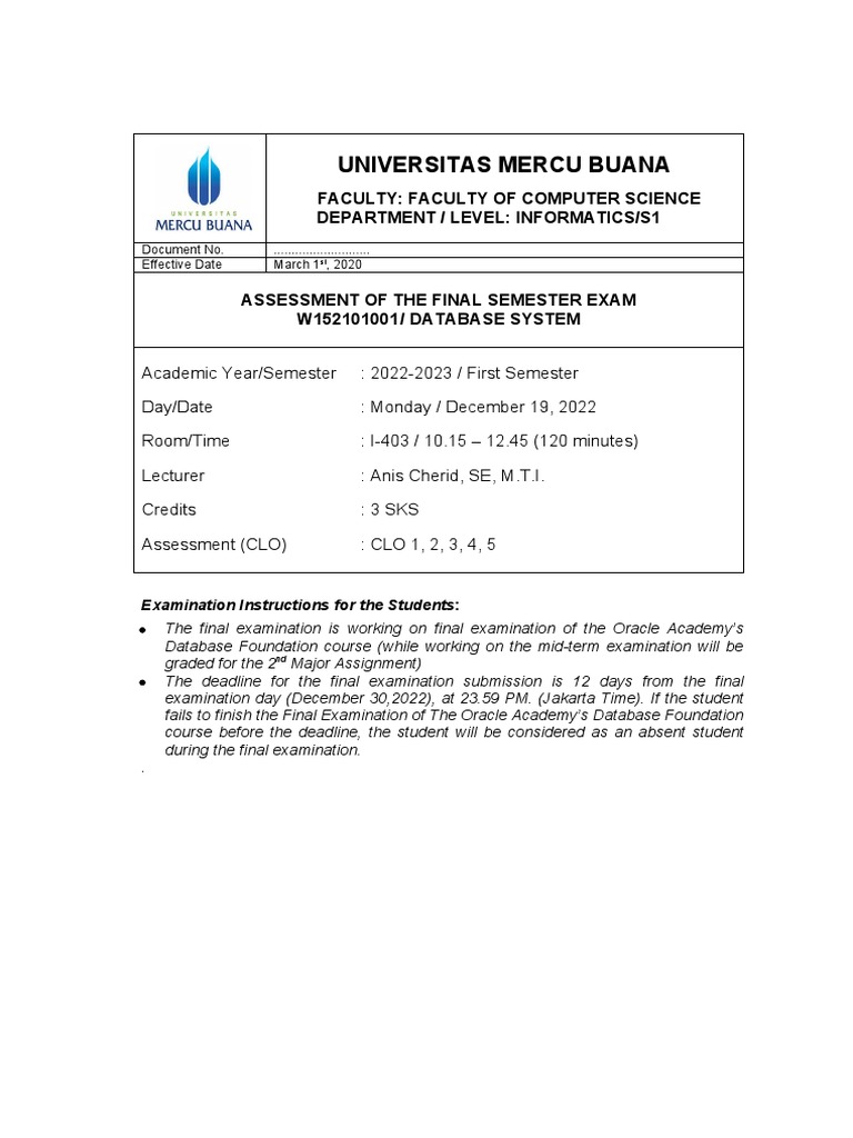 Database System Final Exam Sheet 3 | PDF | Relational Model | Relational Database