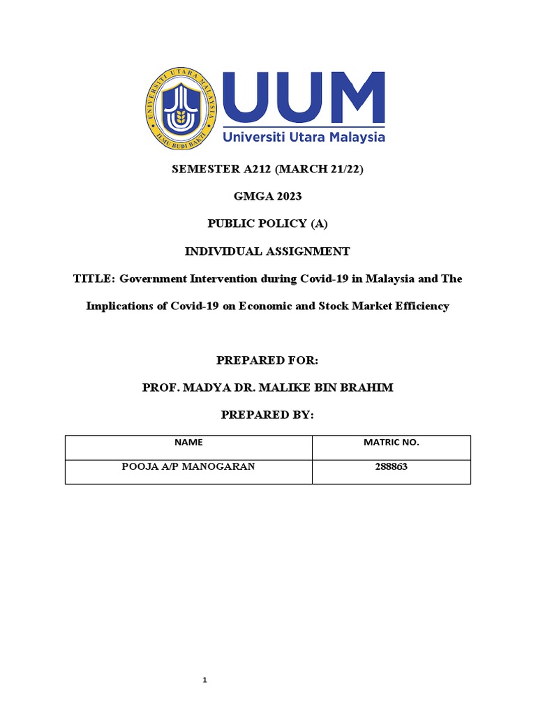 Public Policy Individual Assignment (Goverment Intervention) | PDF ...