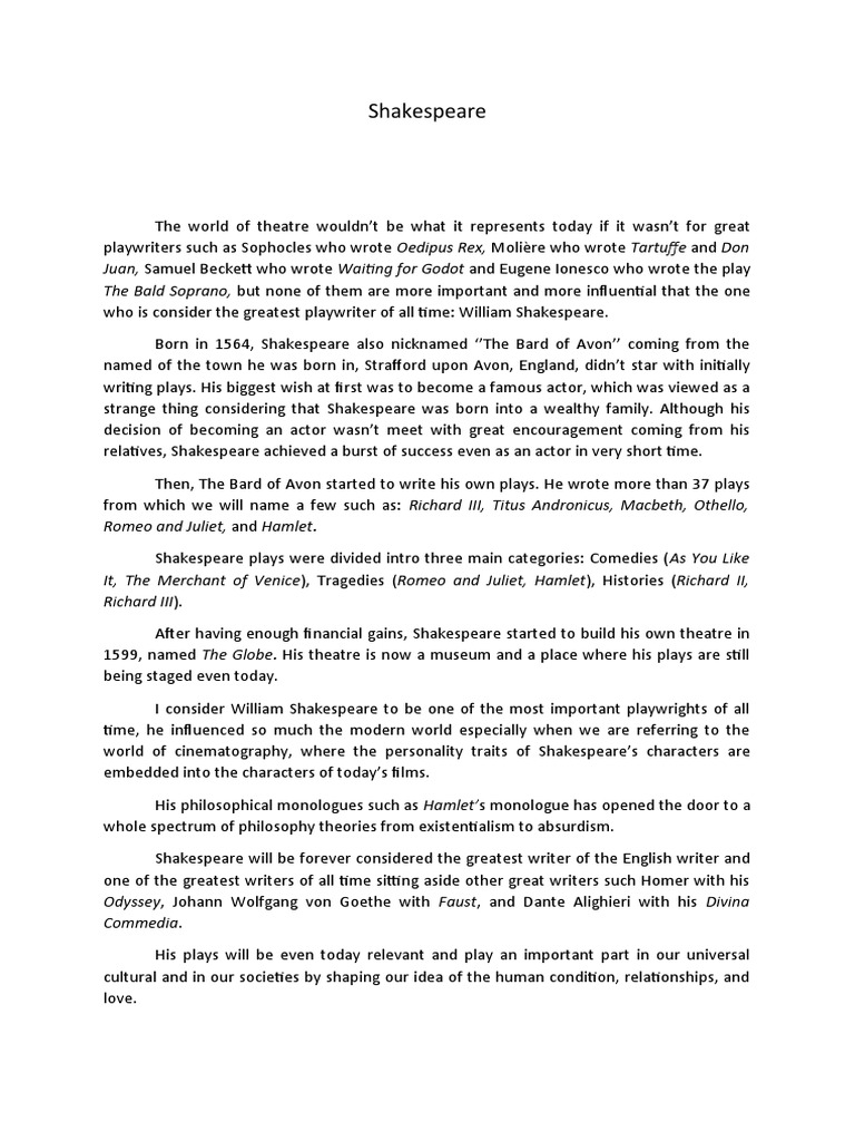 Shakespeare | PDF | William Shakespeare | Play (Theatre)