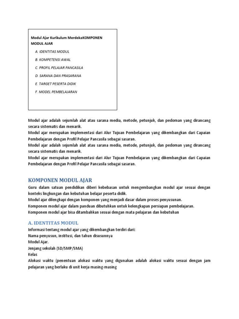 Modul Ajar Kurikulum Merdeka | PDF | Seni | Pengembangan Diri