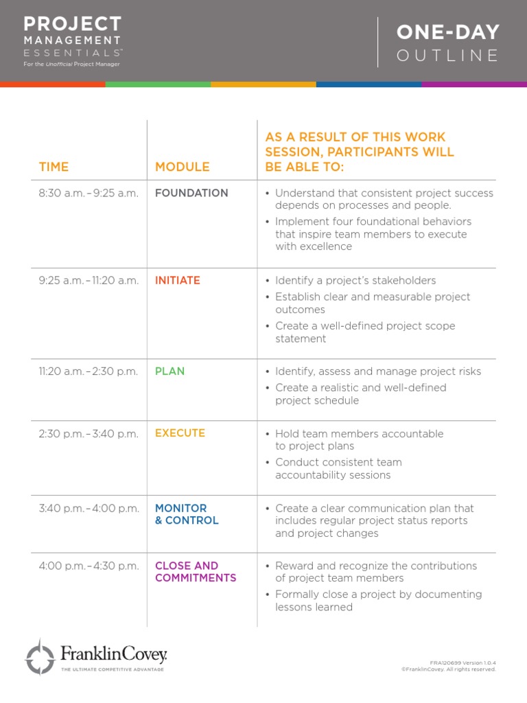 Course Outline Project Management Essentials | PDF | Project Management ...