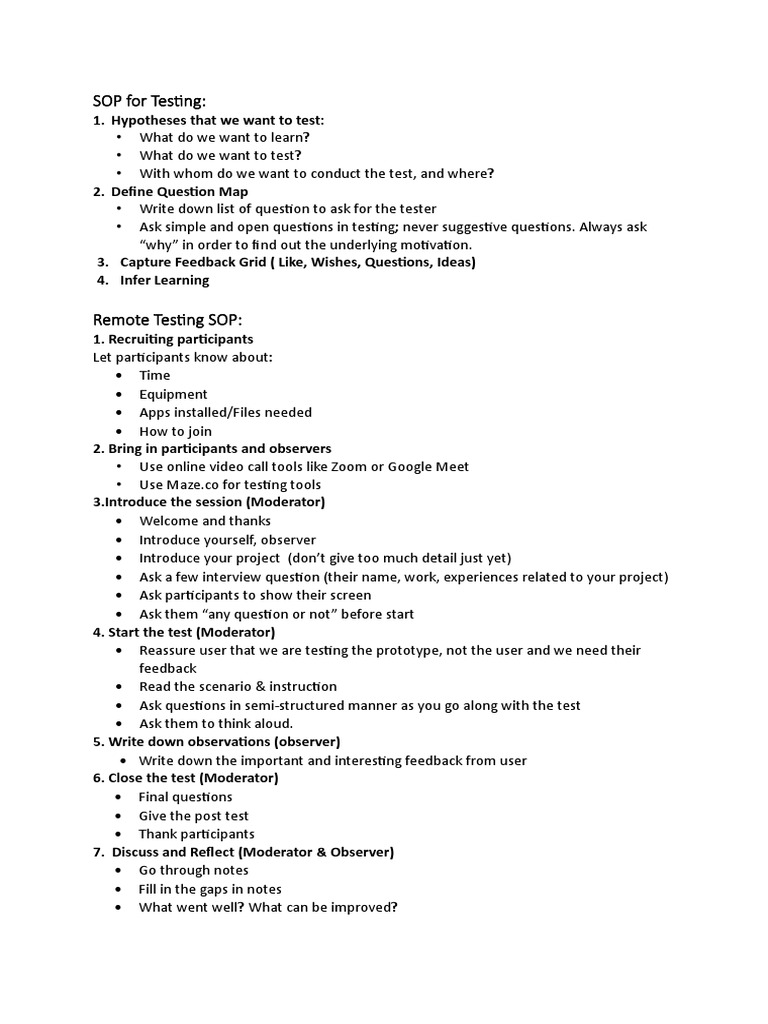 SOP For Testing | PDF