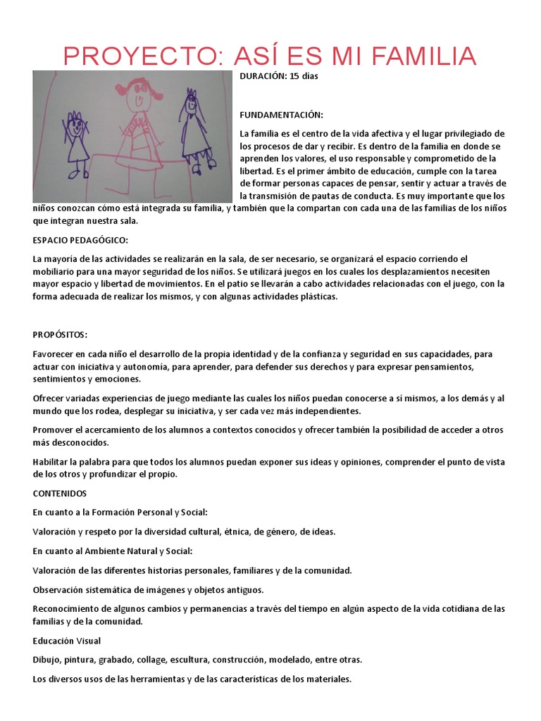 Proyecto "Así es mi familia" | PDF | Aprendizaje | Cognición