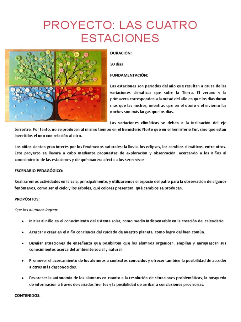 PROYECTO Las 4 Estaciones Del Año PDF | PDF | Tierra