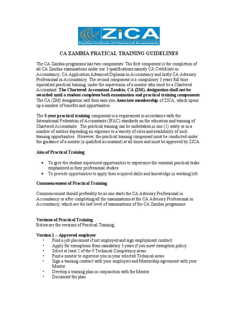 Practical Training Guidelines and Versions | PDF | Accounting | Mentorship