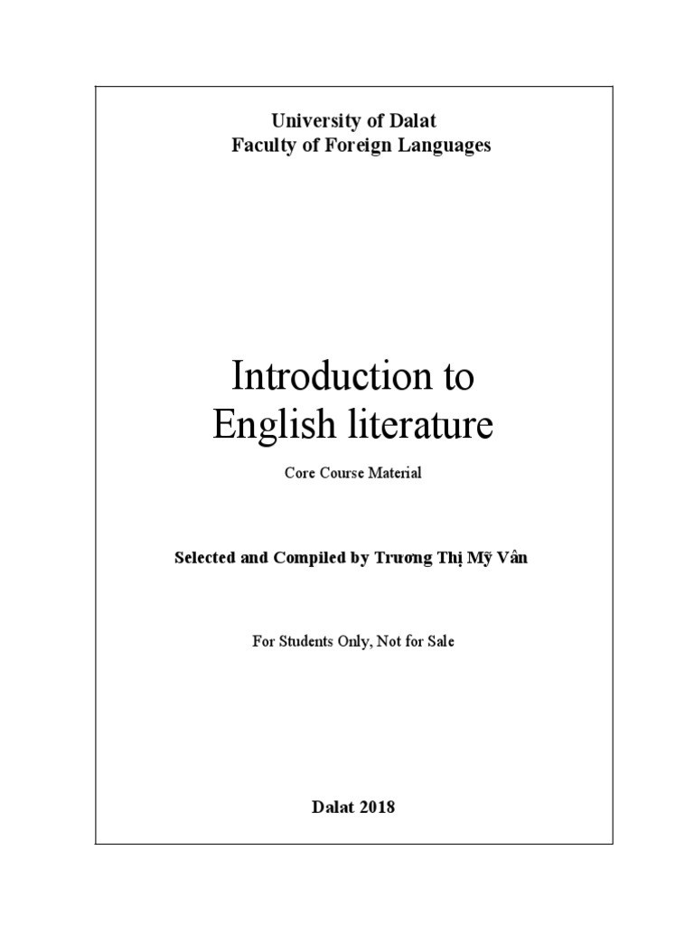 Intro To English Lit - Van. 2020 | PDF