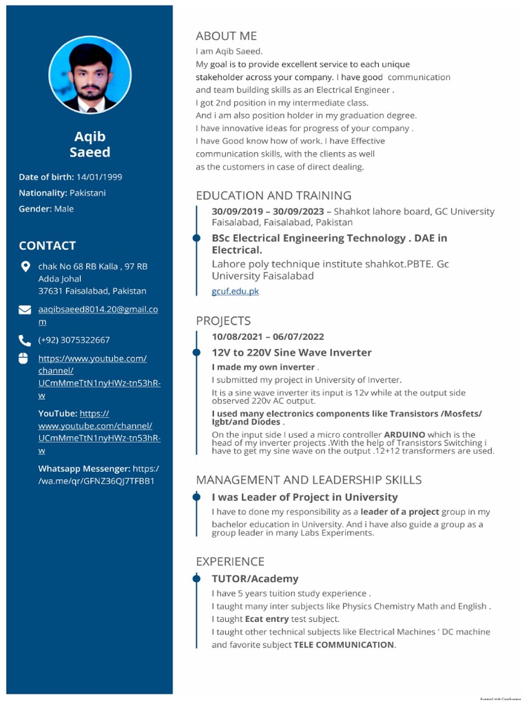 Aqib Saeed Professional CV | PDF