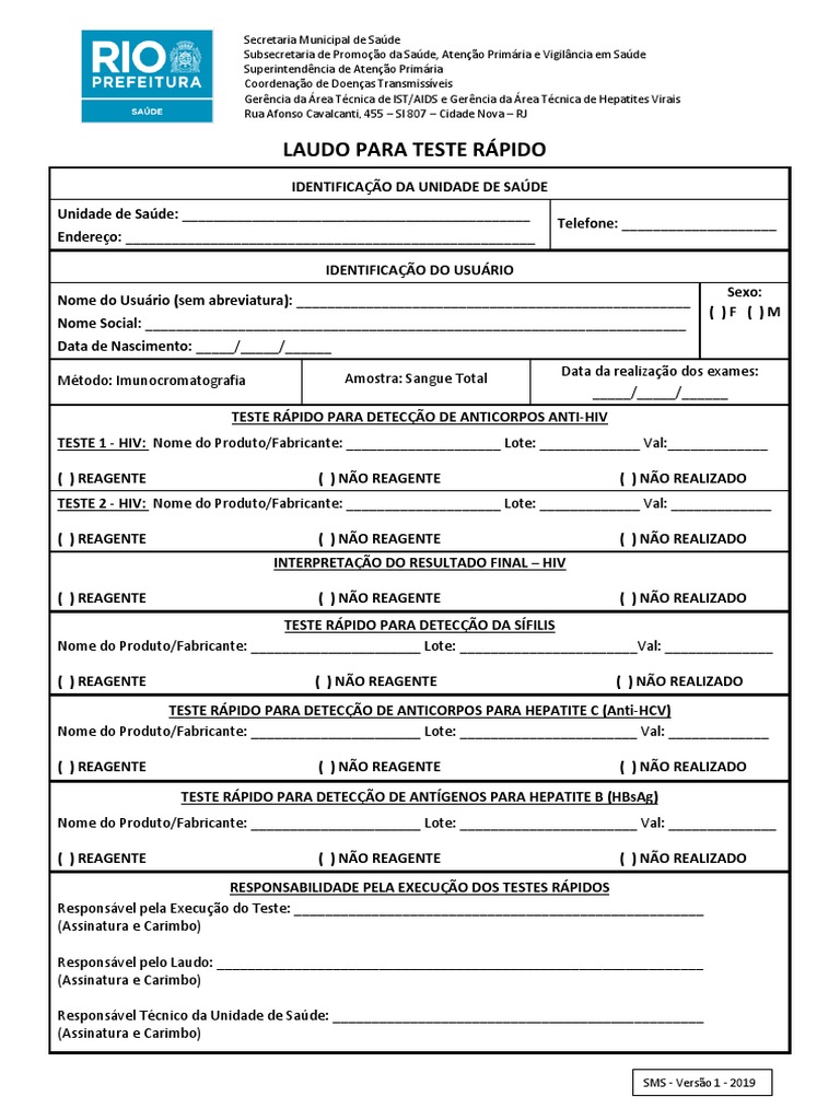 Laudo para Testes Rapidos | PDF | Hepatite B | Hepatite