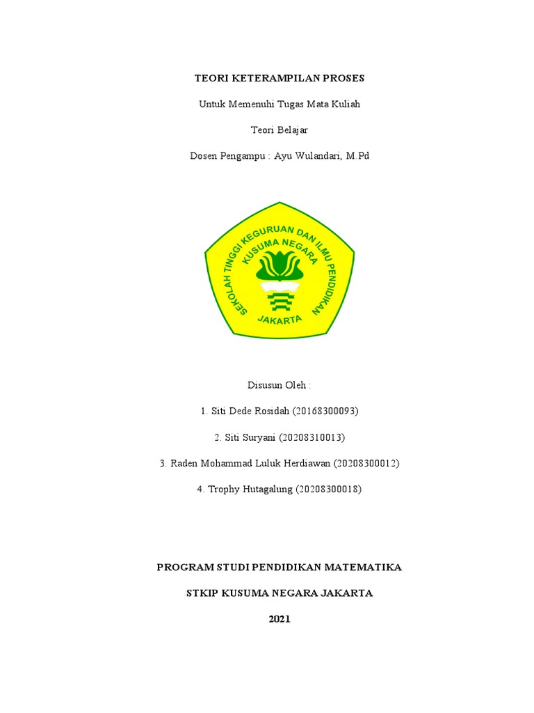 Teori Keterampilan Proses dalam Pembelajaran | PDF