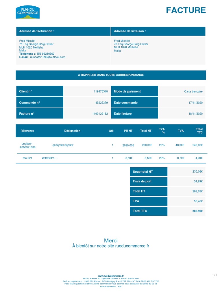 Facture Client - Récapitulatif RDC | PDF | Taxe sur la valeur ajoutée ...
