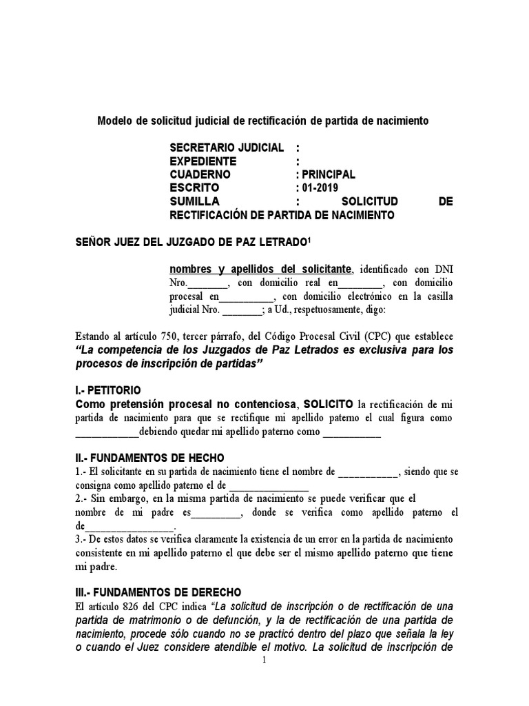 Rectificación-Partida-De-Nacimiento | PDF | Certificado de nacimiento ...