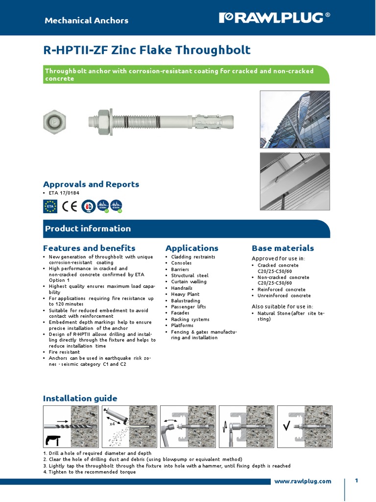 1082 Rawlplug en R Hptii ZF Zinc Flake Throughbolt | PDF | Strength Of ... 1082 Rawlplug en R Hptii ZF Zinc Flake Throughbolt | PDF | Strength Of ...