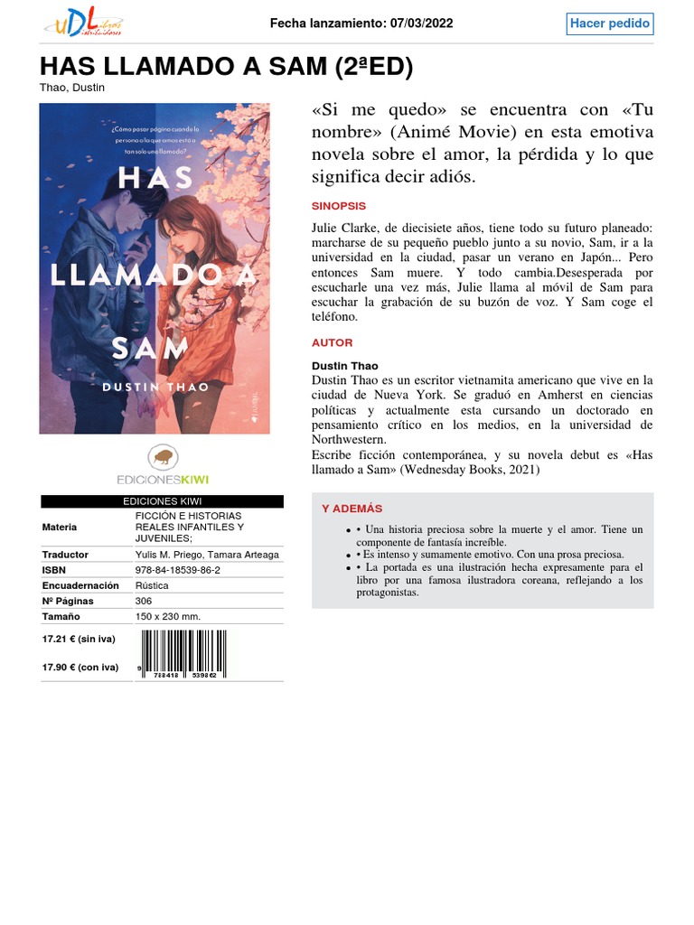 Has Llamado A Sam (2 Ed) | PDF