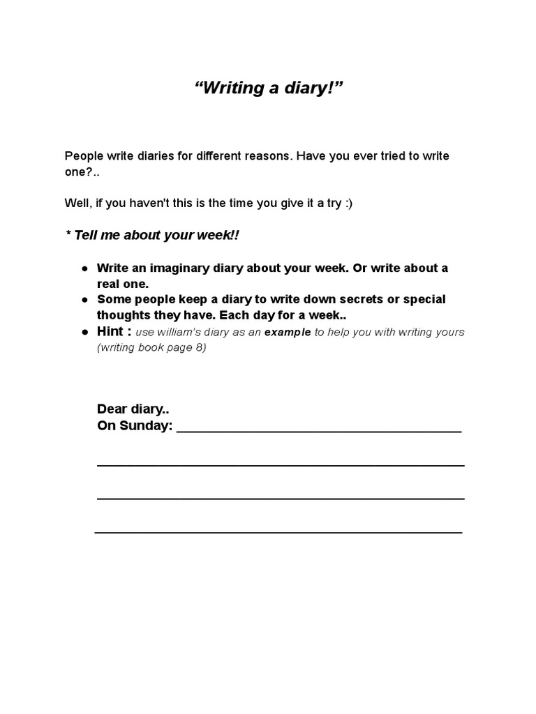 Benefits of Keeping a Diary and Instructions for Writing Your Own Week ...