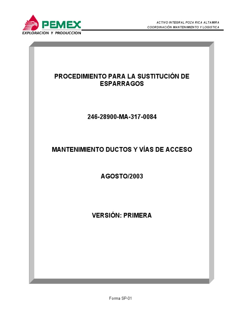 Sustitución de Esparragos | PDF | Logística