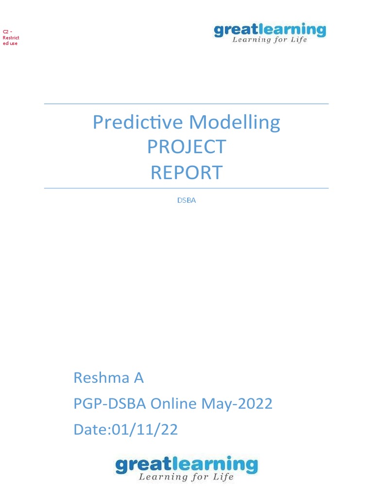 Predictive Modelling Report Reshma Pdf Regression Analysis Receiver Operating Characteristic
