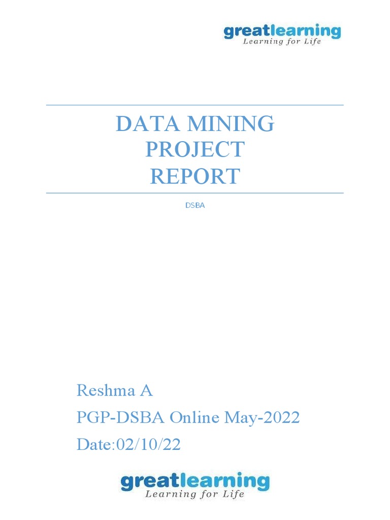 Data Mining Project Report - Reshma | PDF | Receiver Operating Characteristic | Cluster Analysis
