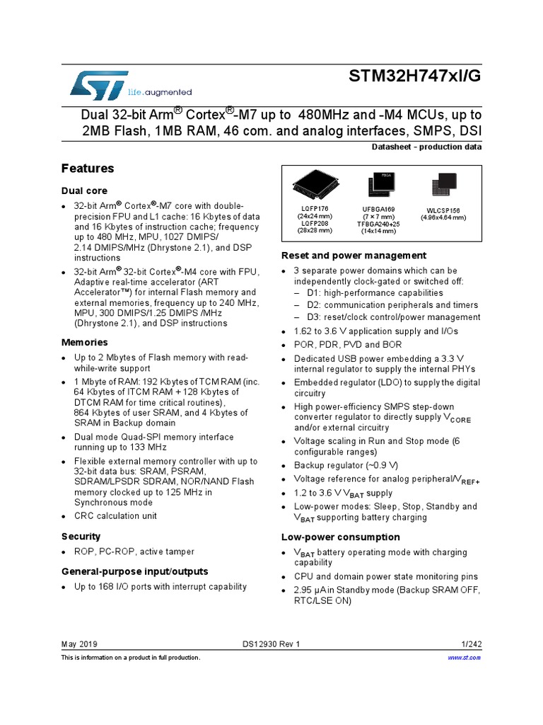 Arduino-Portenta-H7 Datasheet Stm32h747xi | PDF | Power Supply | Dynamic Random Access Memory