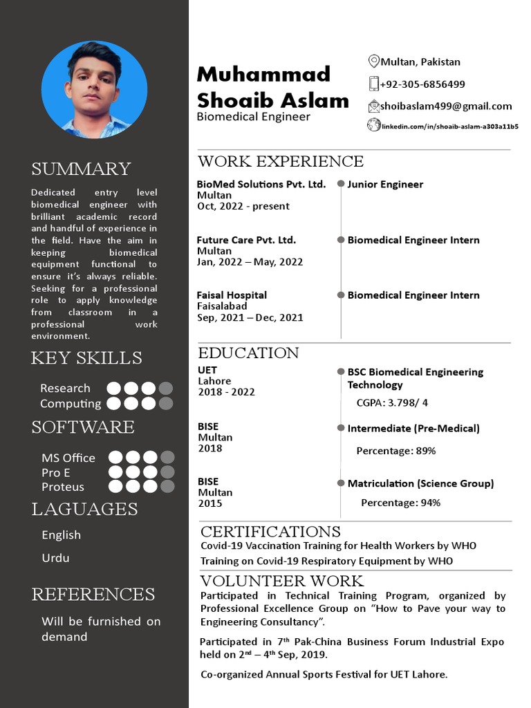 Shoaib CV | PDF | Biomedical Engineering | Science