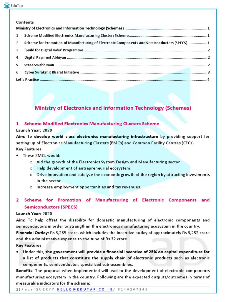 Ebook Schemes Ministry of Electronics Lyst8024 | PDF | Electronics | Economies