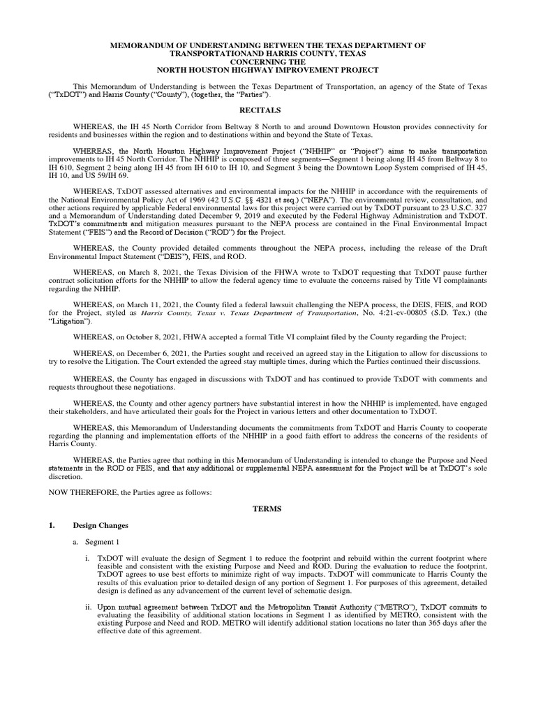 Memorandum of Understanding | PDF | National Environmental Policy Act ...