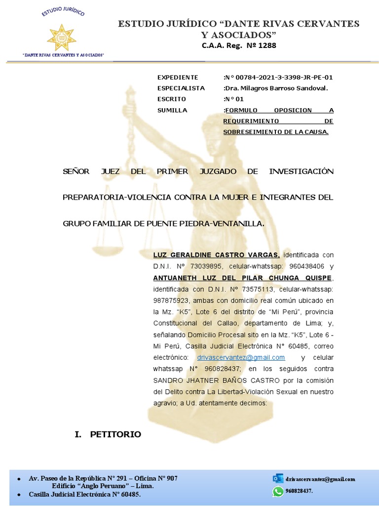 Absuelve Sobreseimiento Violacion Ventanilla | PDF | Intención (Derecho Penal) | Procedimiento legal