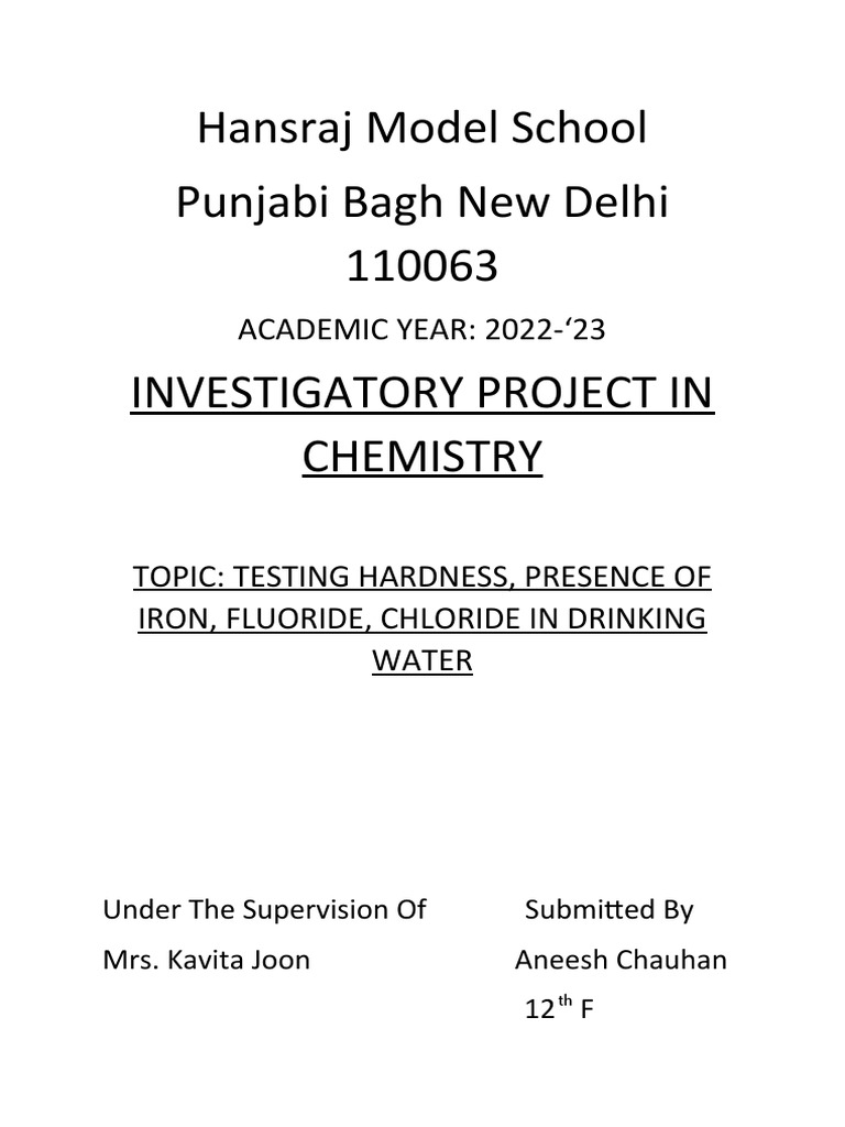 12 Chemistry Investigatory Project | PDF | Materials | Chemical Compounds