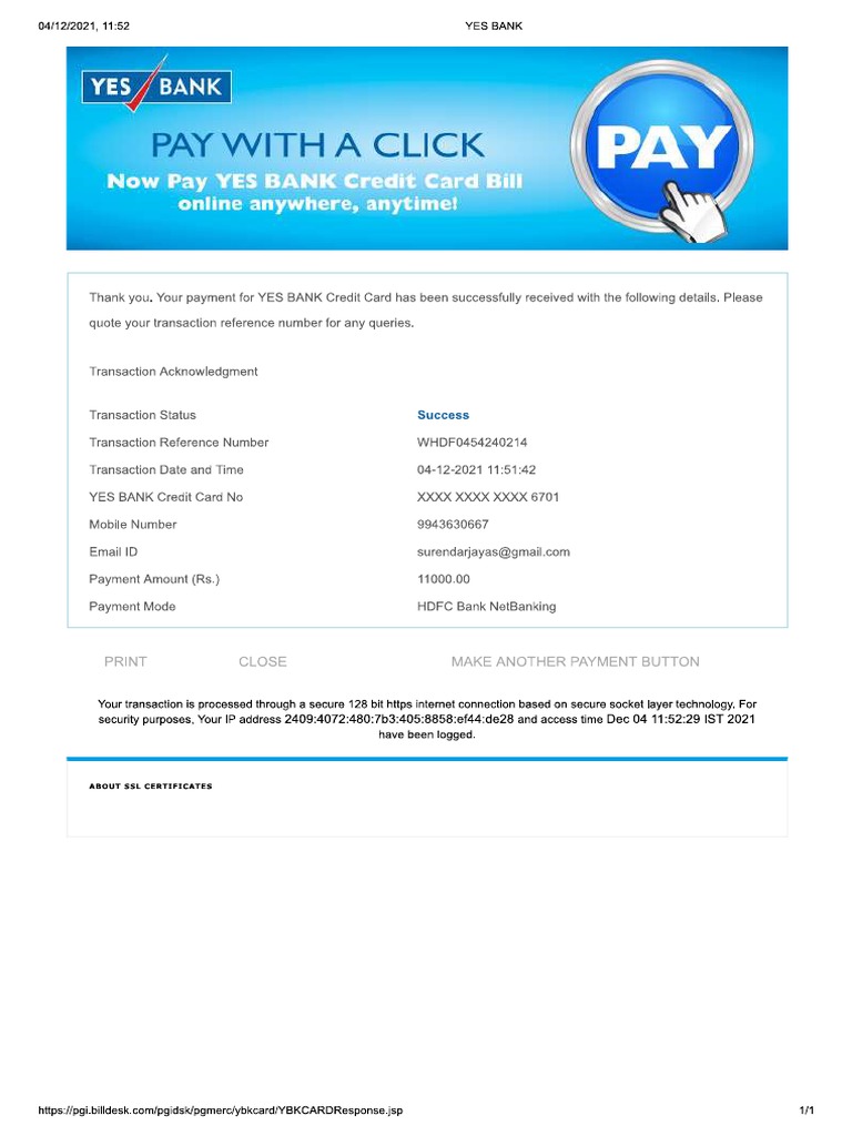 Yesbank Payment | PDF