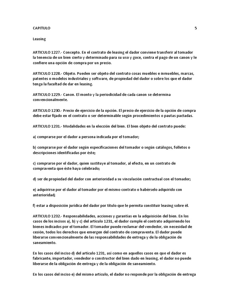 Leasing Act N°4 Derecho Comercial | PDF | Arrendamiento | Propiedad