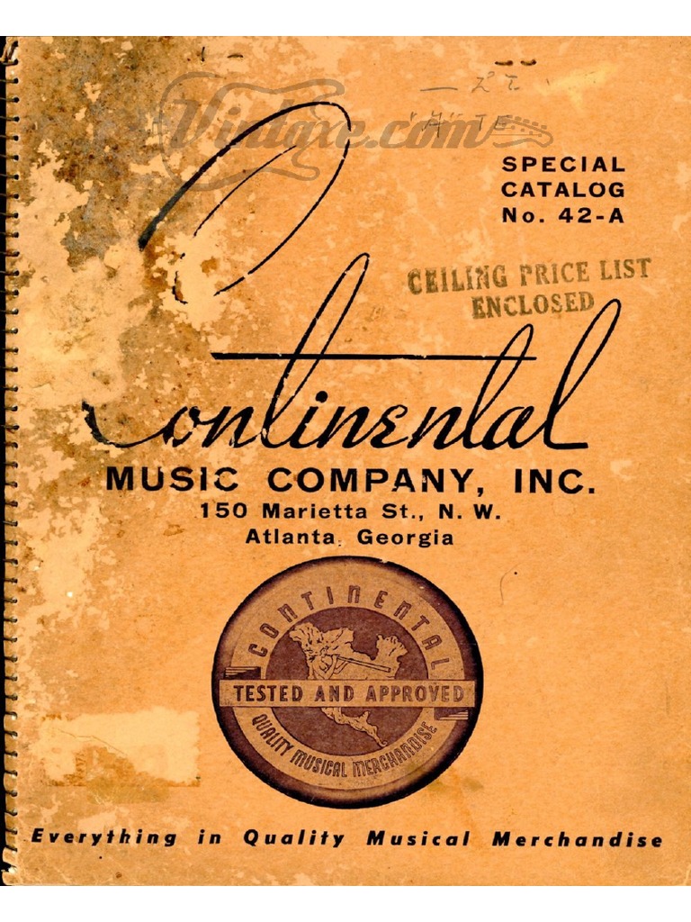 1942 Continental Fretted Instrument Excerpt From A Continental 42-A ...