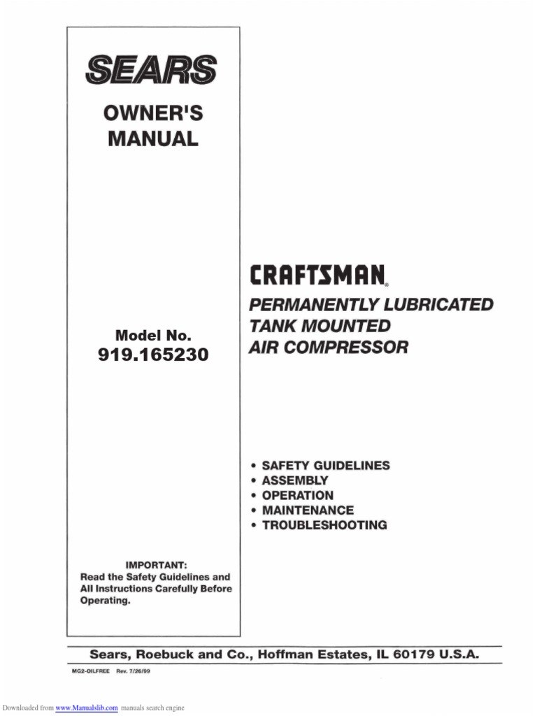 Craftsman Air Compressor 919.165230 | PDF | Engines | Internal ...