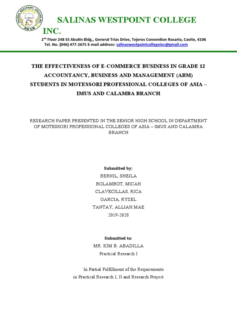 Practical Research 1 Sample | PDF | E Commerce | Business