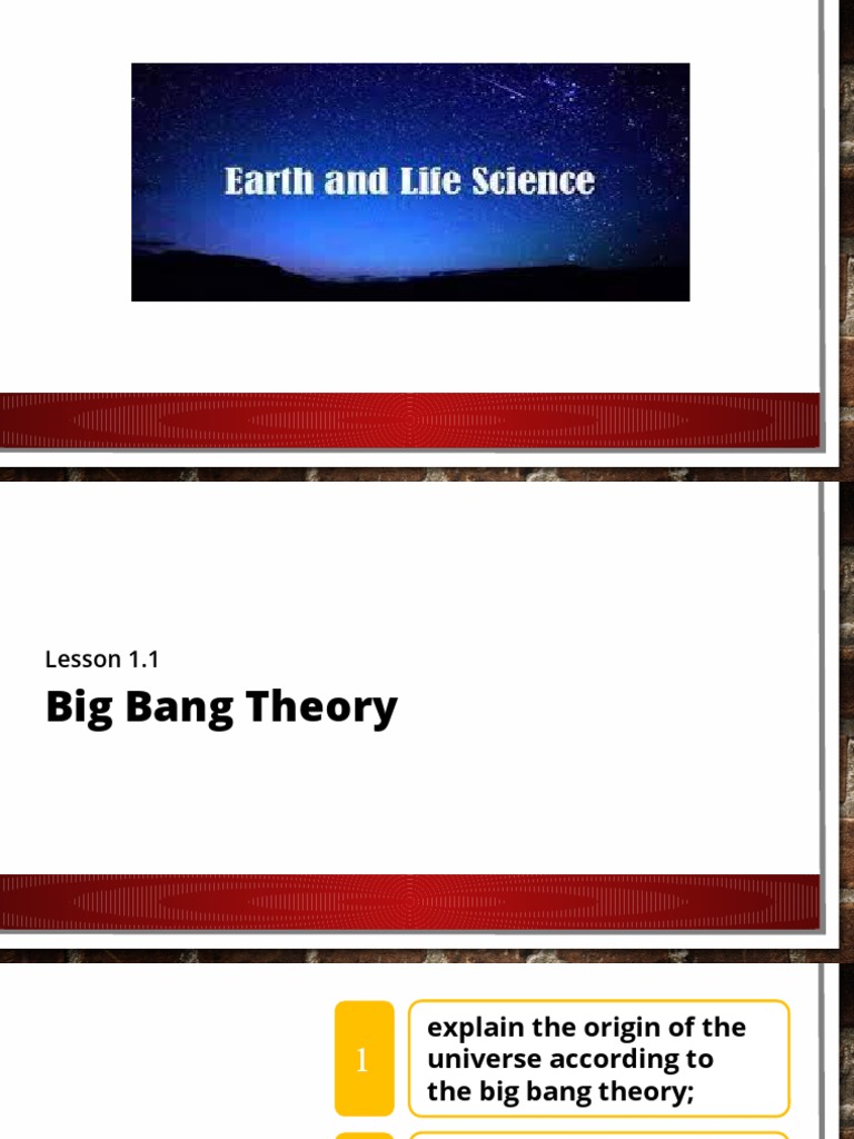 Earth Science SHS 1.1 Big Bang Theory | PDF | Big Bang | Universe