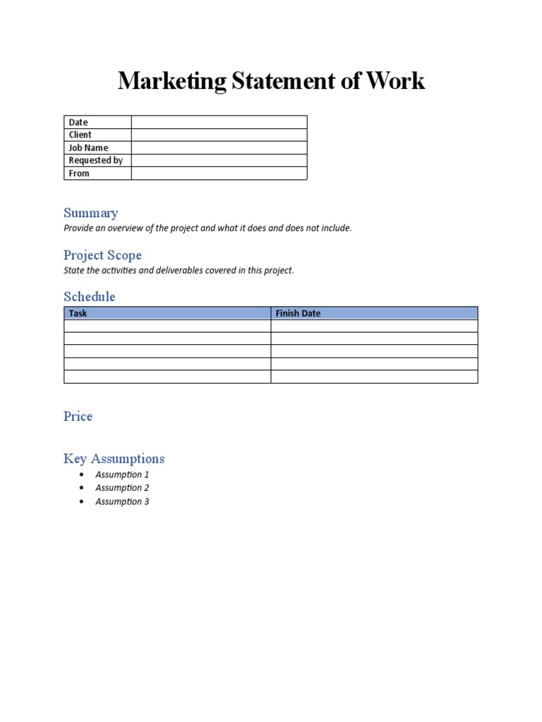 Marketing Statement of Work 1 | PDF