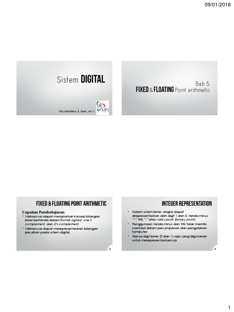 Handout INF203 Bab 5 Fixed and Floating Point Arithmetic | PDF