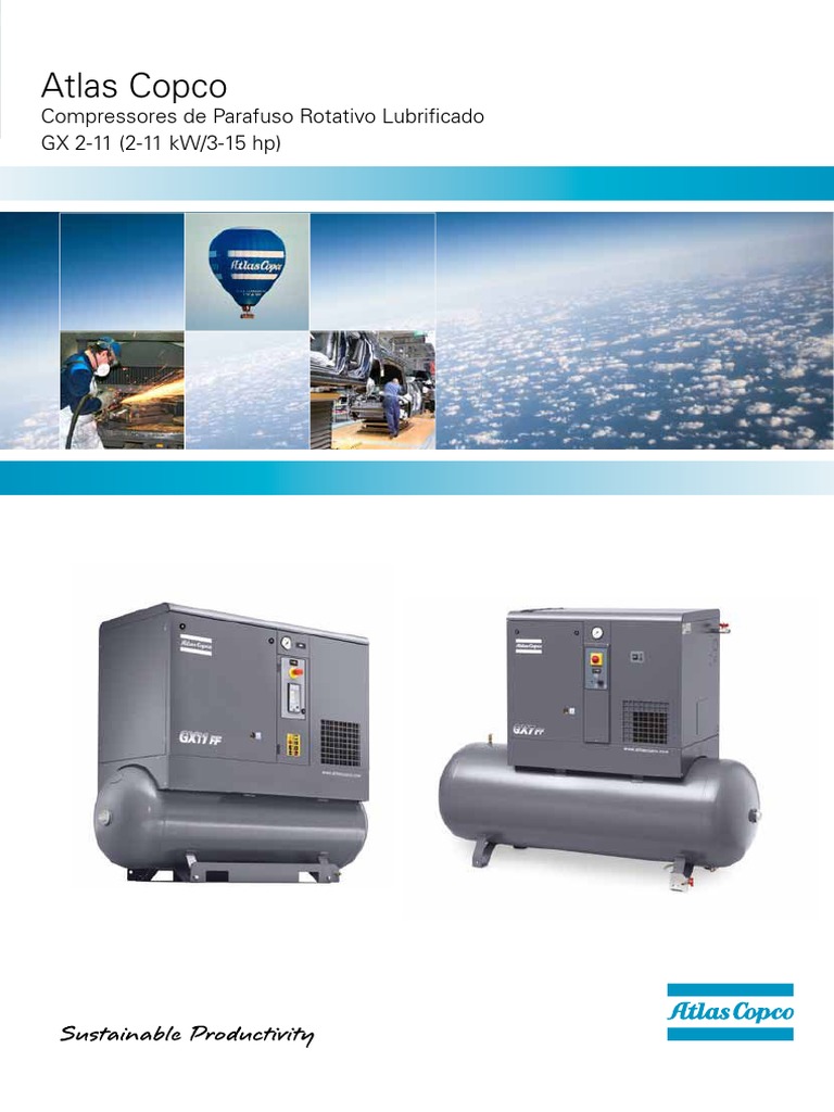 Compressores Atlas Copco GX 2-11 | PDF | Refrigeração | Reservatório de ...