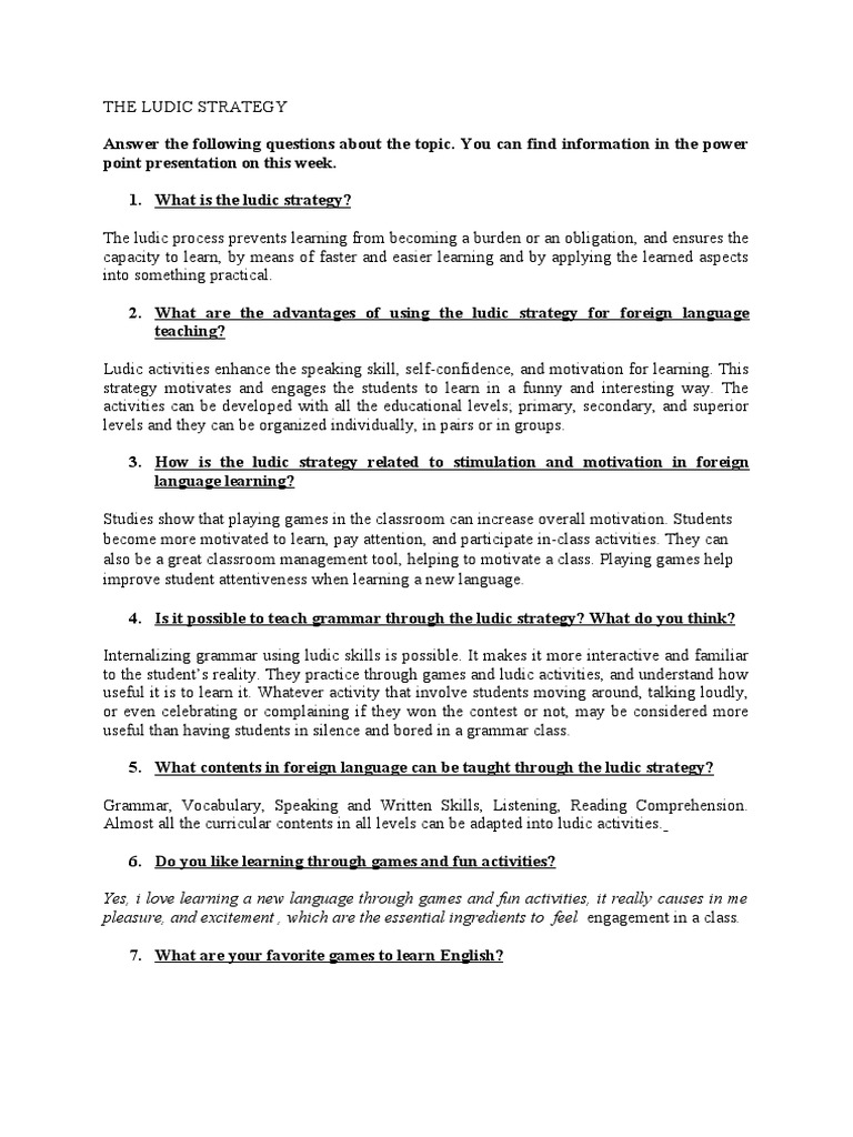 The Ludic Strategy 15 06 2022 | PDF | Foreign Language | Learning