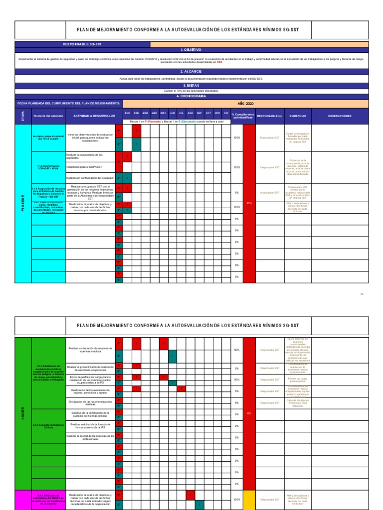 Formato Plan de Mejoramiento SG-SST | PDF | Auditoría | Business