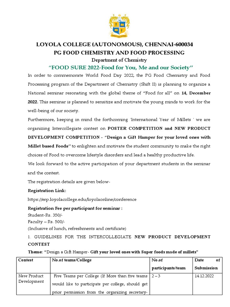 Food Sure Seminar 2022 Letter For Contests | PDF | Shelf Life | Foods