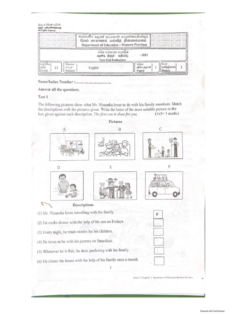 English - Grade 11 - Third Term Test 2021 - Western Province - Paper 1 ...