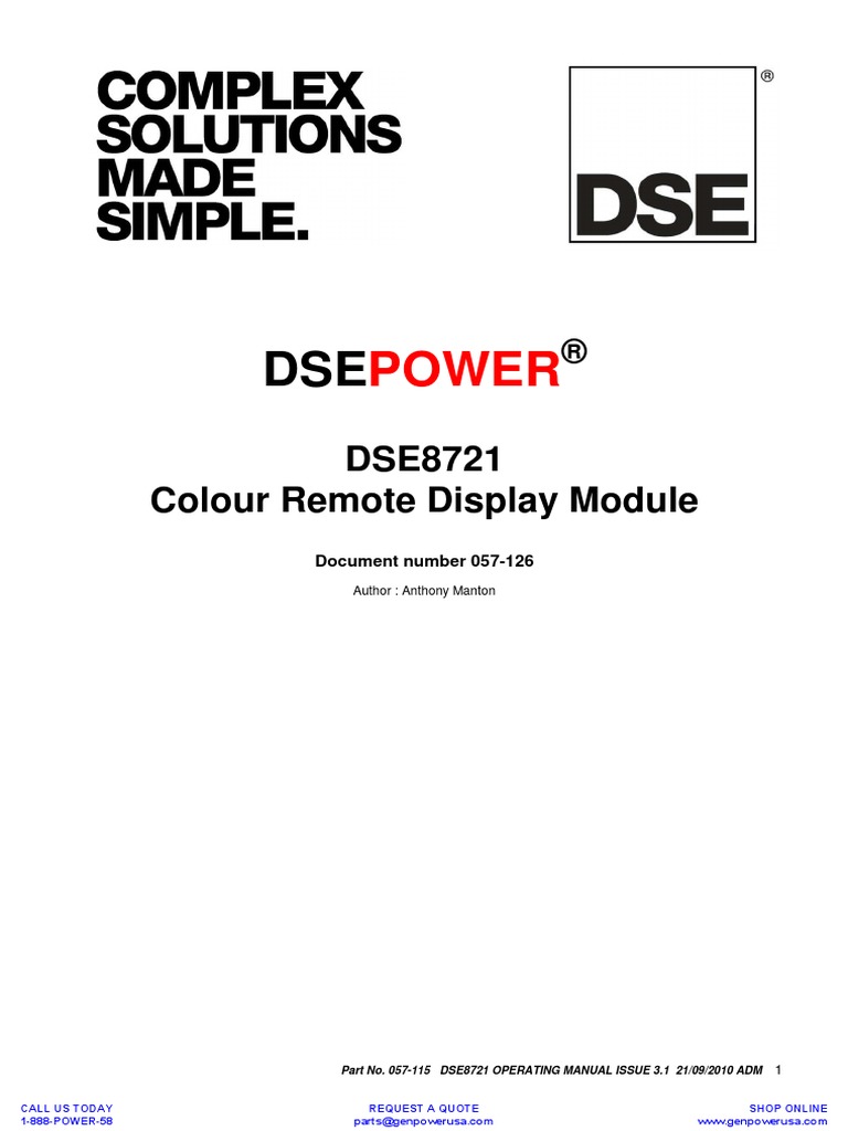 Deep Sea 8721 Manual | PDF | Electricity | Electrical Engineering