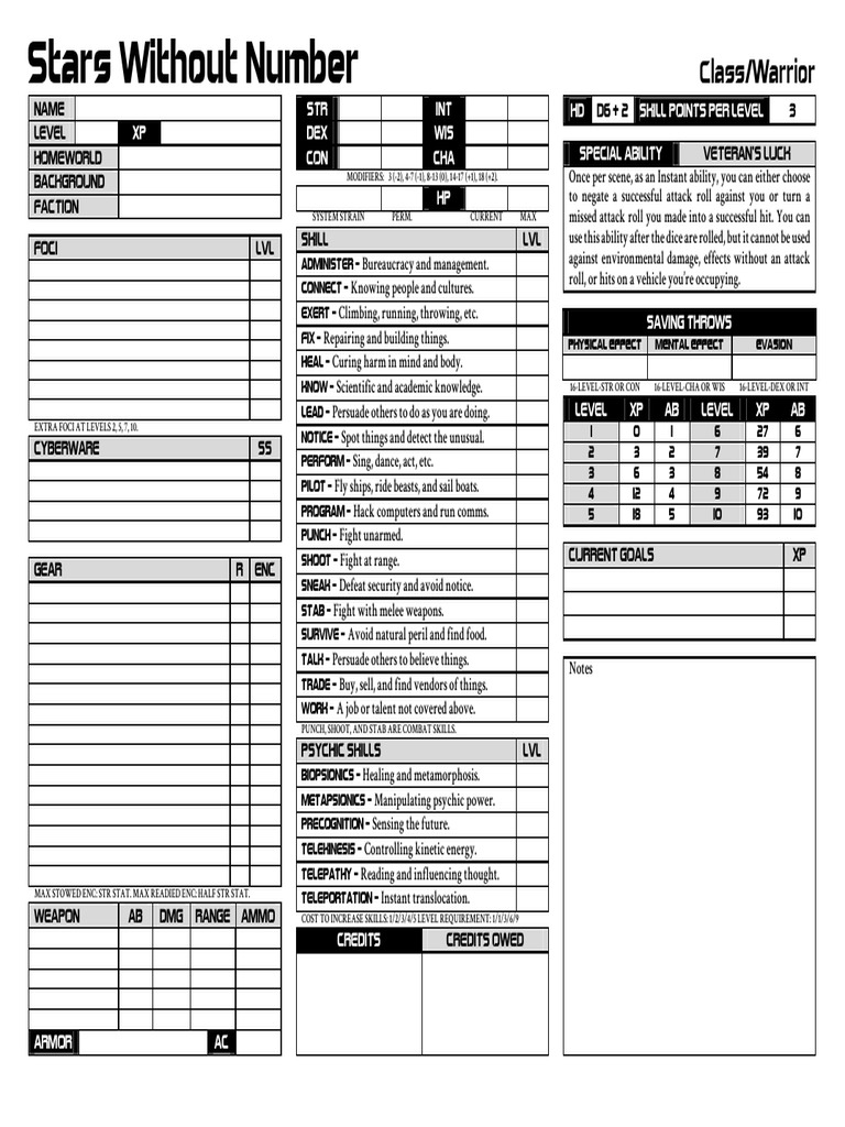 Warrior - Stars Without Number | PDF