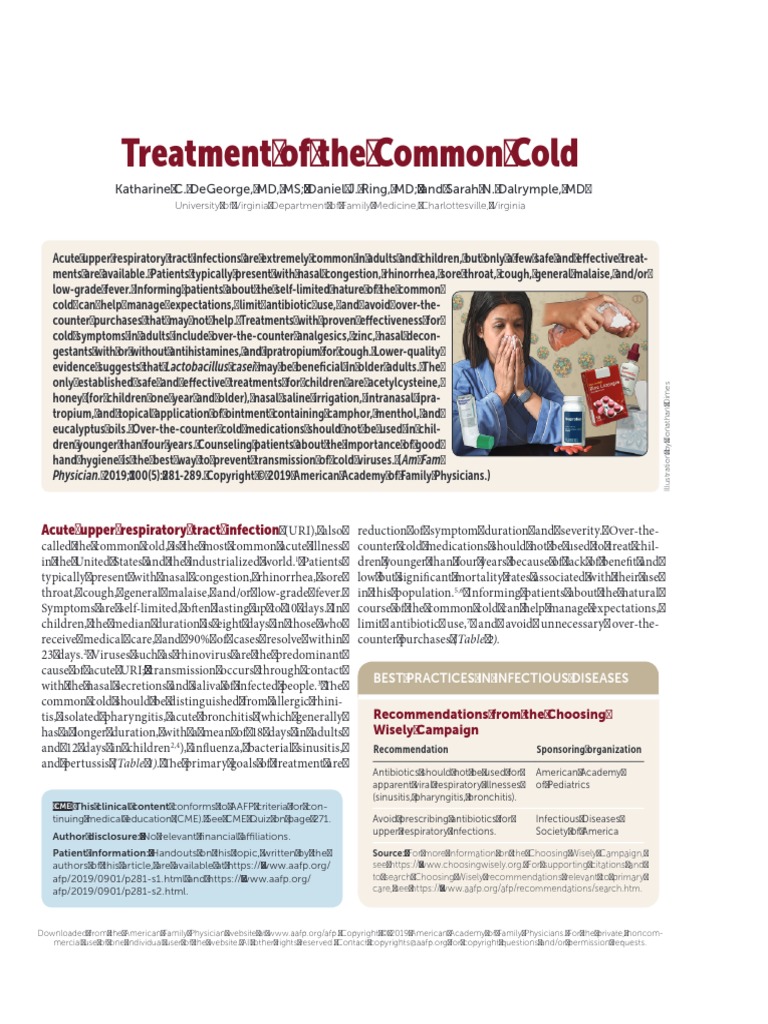 AAFP Treatments of The Common Cold | PDF
