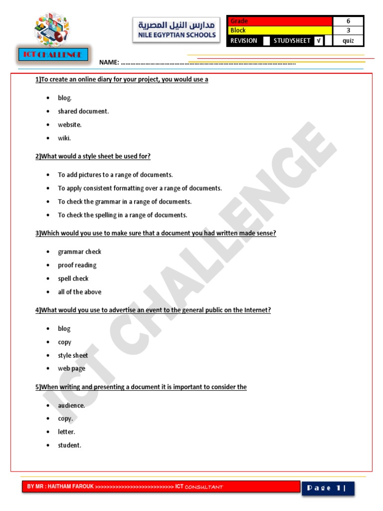 g6 Quiz | PDF | Educational Technology | Wiki