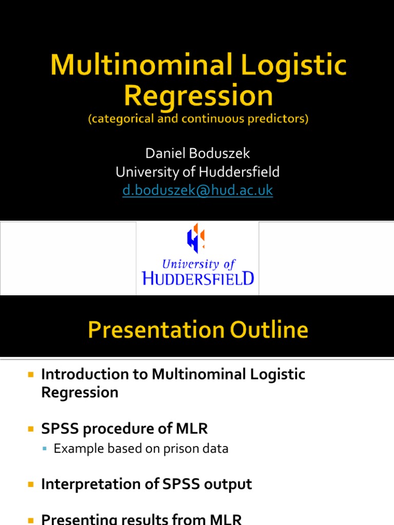 Multinominal Logistic Regression - D. Boduszek | PDF | Logistic Regression | Categorical Variable