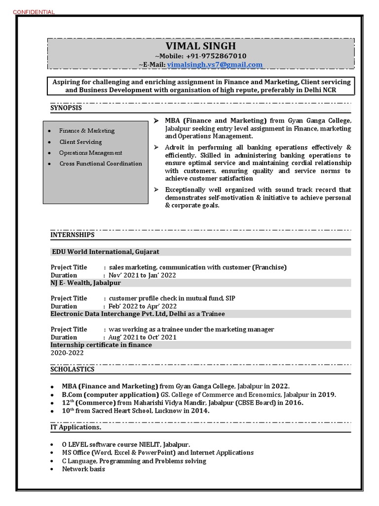 VIMAL CV | PDF | Computing